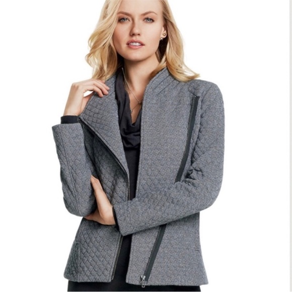 CAbi | Jackets & Coats | Cabi Quilted Moto Jacket Asymmetrical Zip ...
